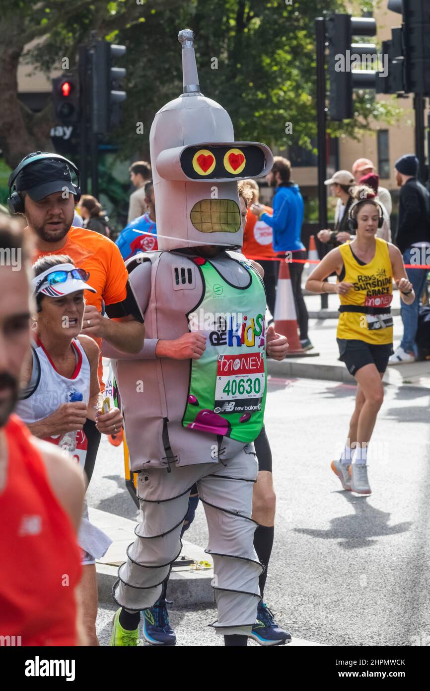 England, London, London Marathon 2021, Runner Dressed in Novelty ...