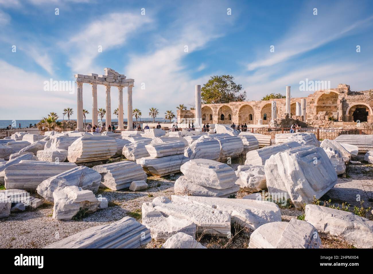 Side, Antalya Turkey - February 20 2022: Apollon Temple in the ancient ...