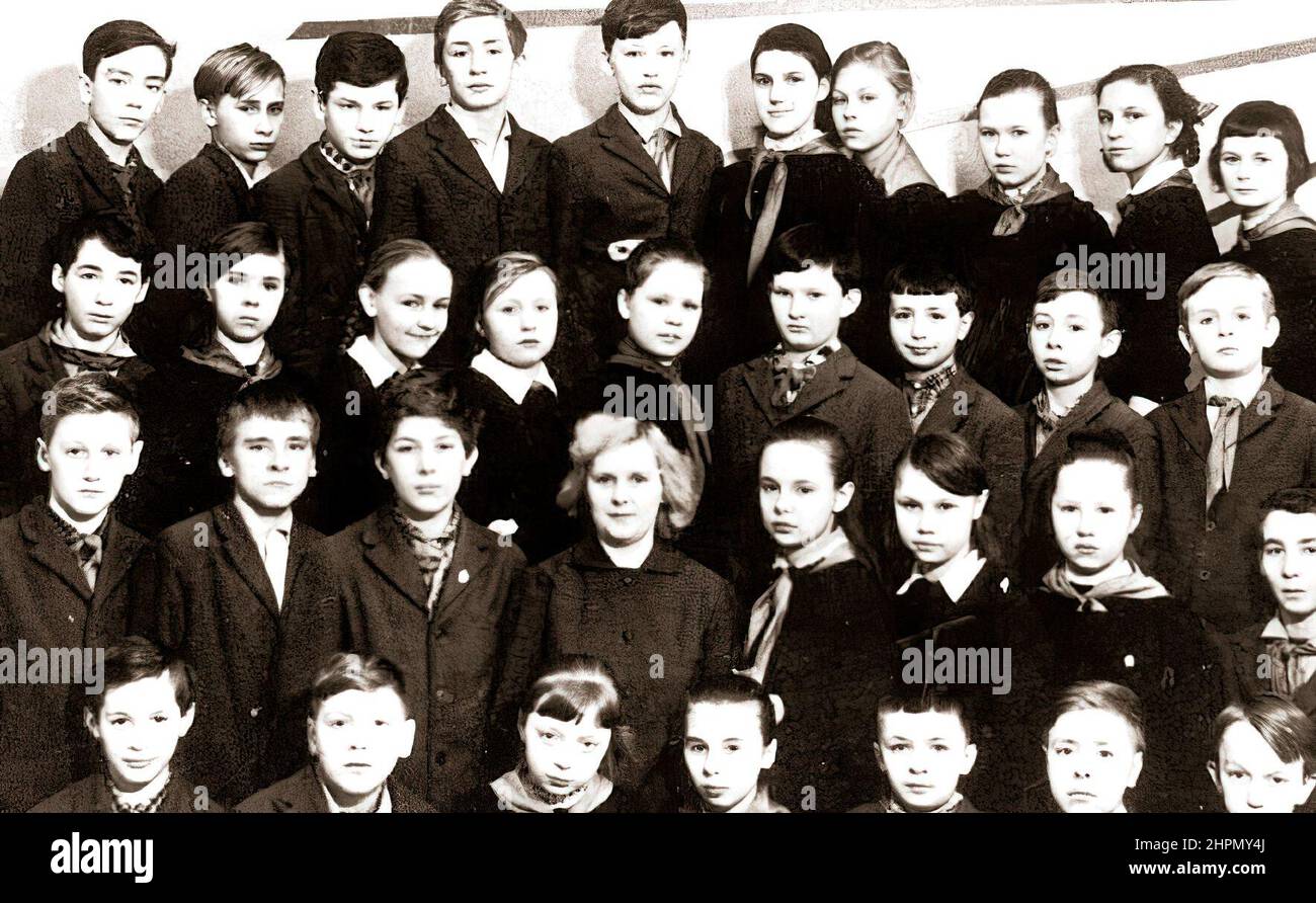 Russian President Vladimir Putin's sixth grade class photo. Putin is ...