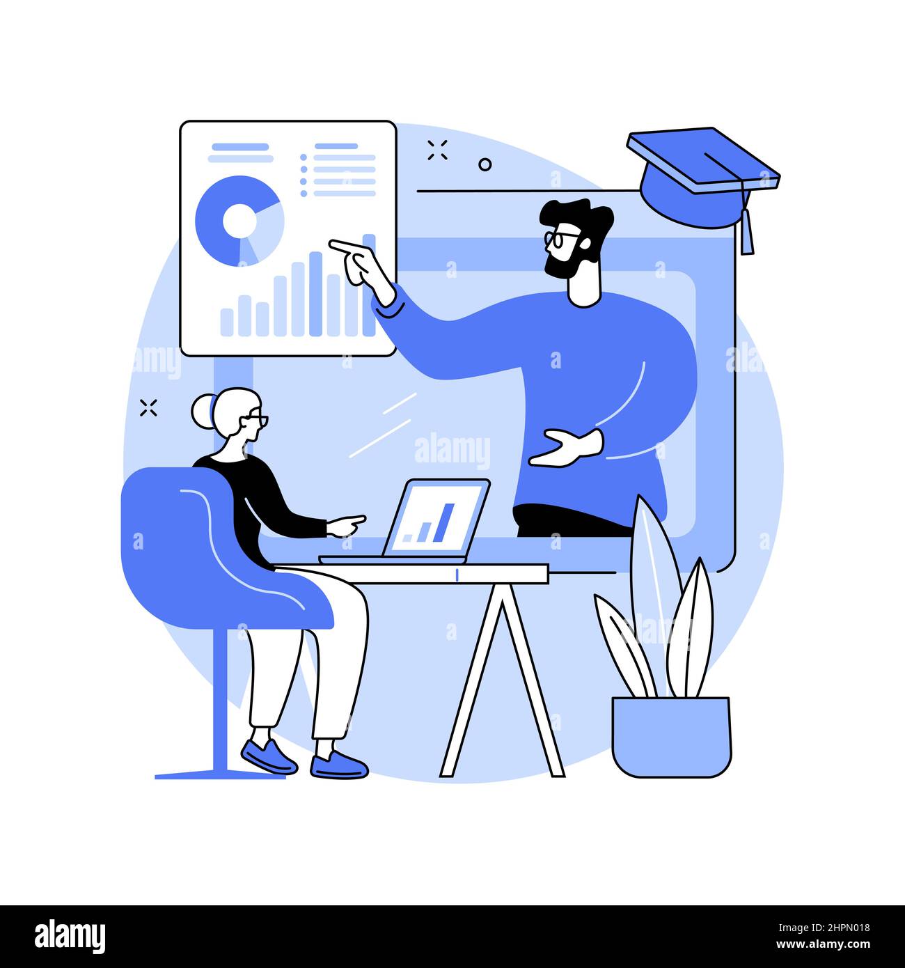 Online learning for seniors abstract concept vector illustration Stock ...