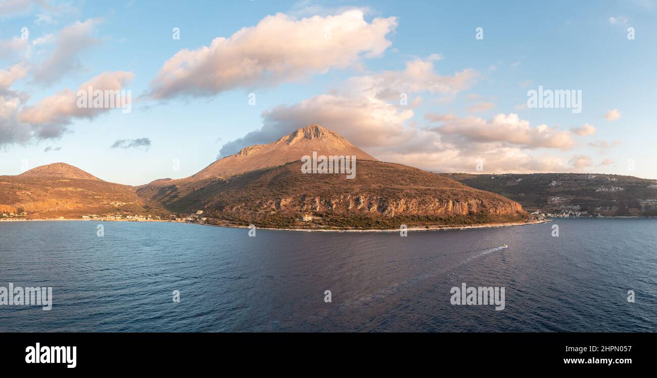 Greece, Peloponnese. Laconia Mani bay, Coast from Oitylo to Limeni ...