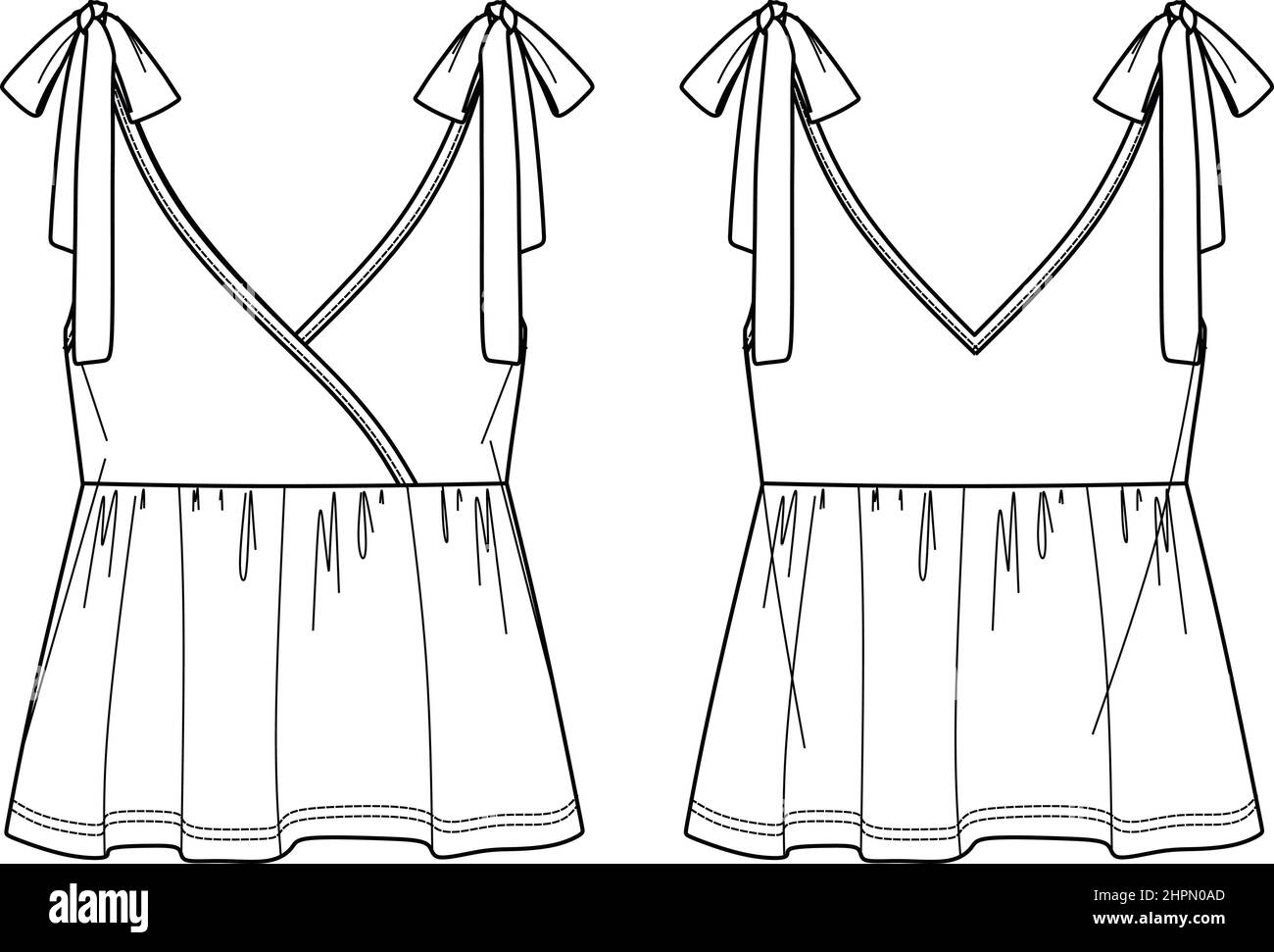 Vector sleeveless top with ruffles fashion CAD, woman tank top with ...