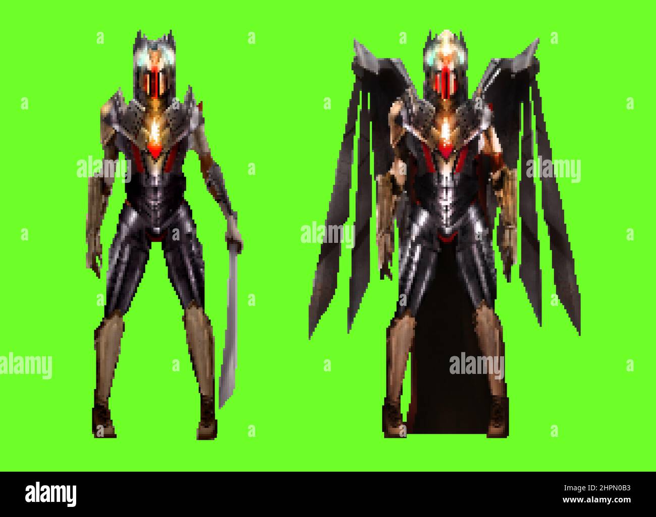 Pixel artwork illustration of 16 bit game sci-fi fantasy female ...