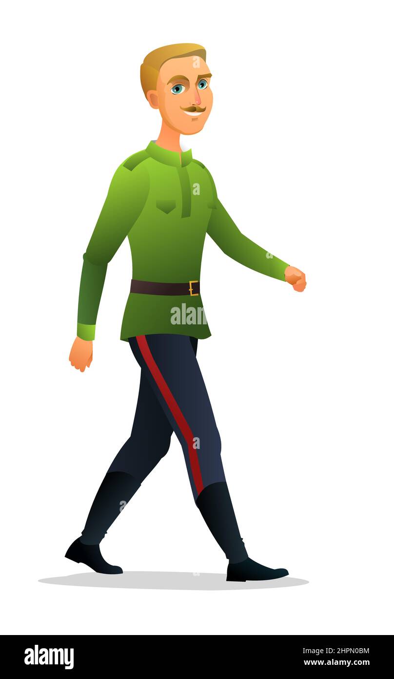 Don Cossack walks past. Side view. Cheerful young Russian guy. Male ...