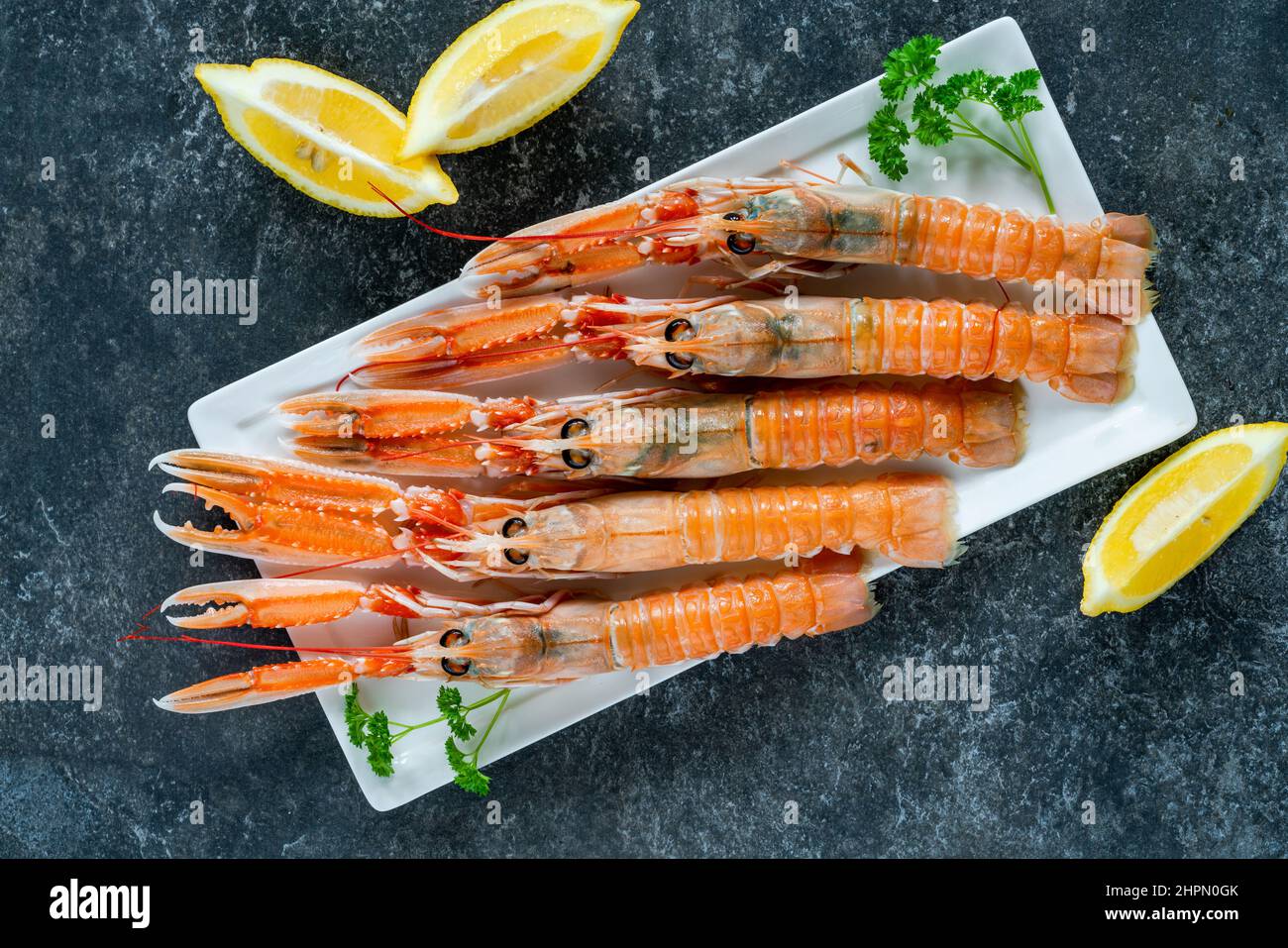 Langoustines top view hi-res stock photography and images - Alamy