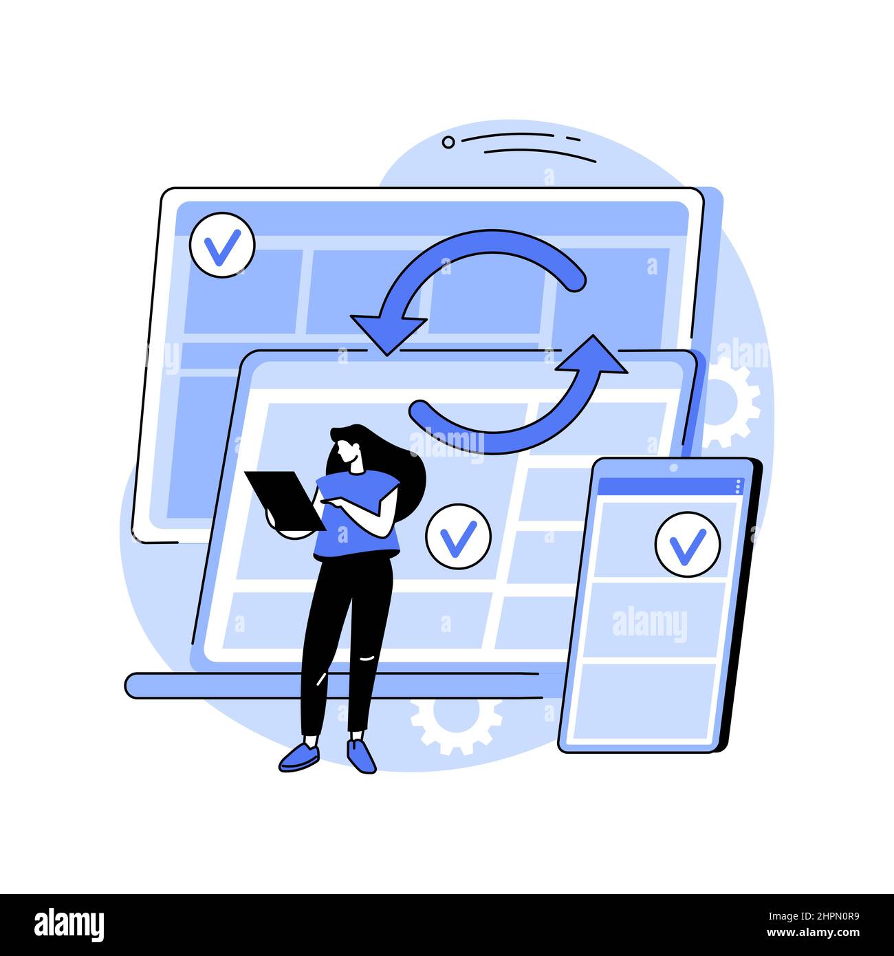 Cross Device Syncing Abstract Concept Vector Illustration Stock Vector