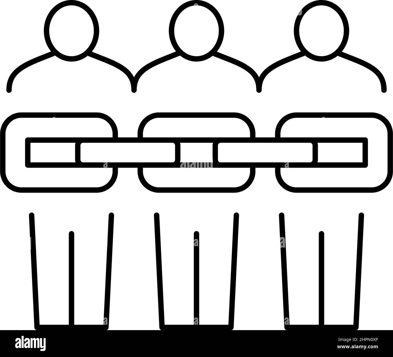 people chain crowdsoursing line icon vector illustration Stock Vector ...