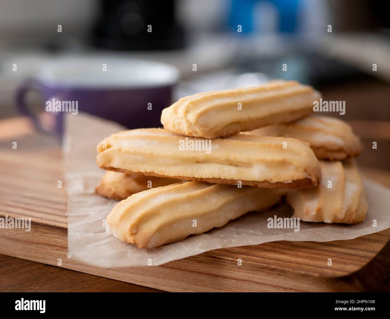 Long sticks shortbread with nice ridges. Buttery biscuits Viennese ...
