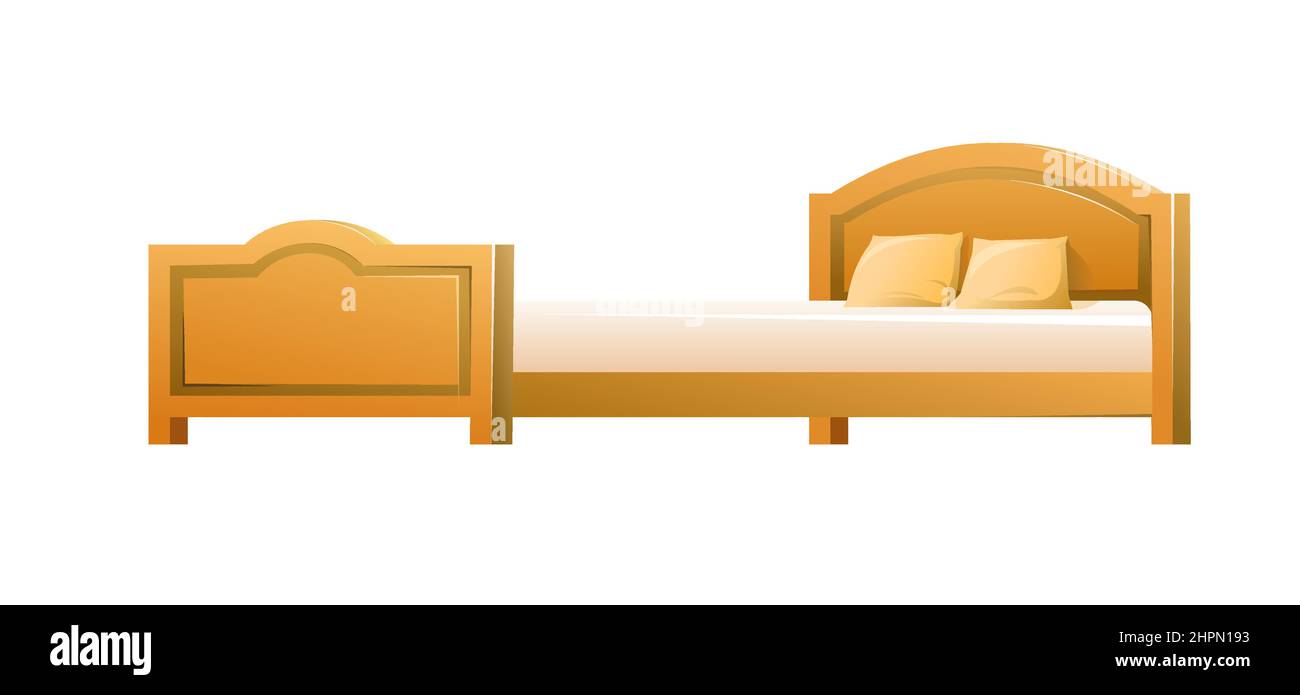 Nice modern bed with mattress and pillow. Side view. Cool design ...