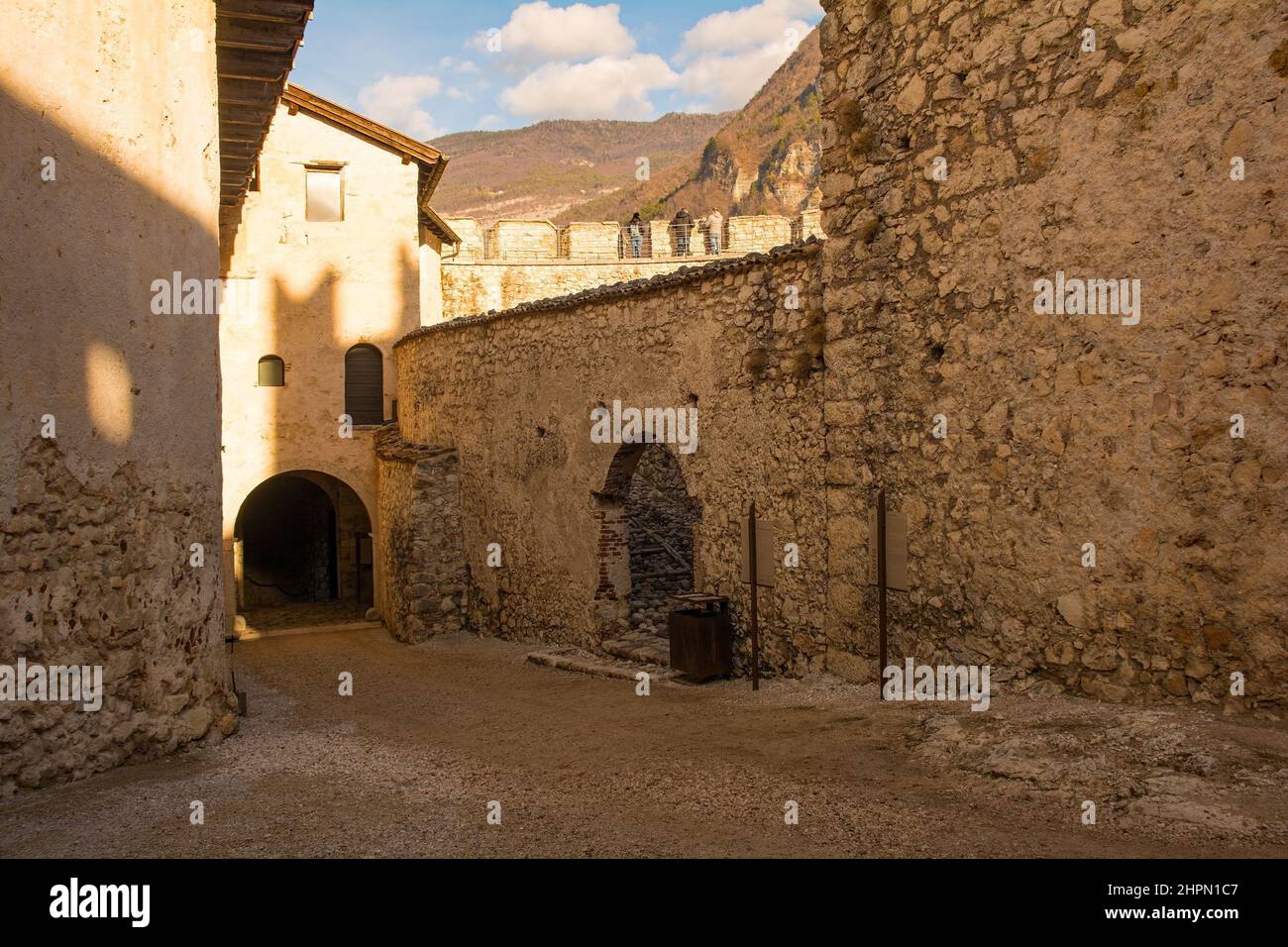 The medieval 12th century Beseno Castle in Lagarina Valley in Trentino ...