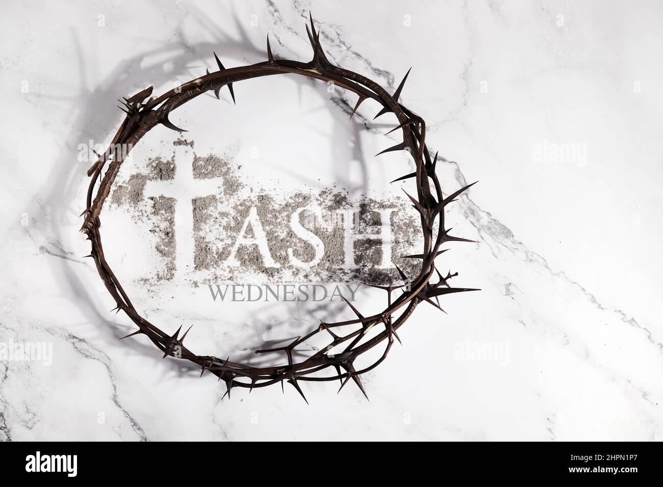 Ash wednesday, crucifix made of ash, dust as christian religion. Lent ...