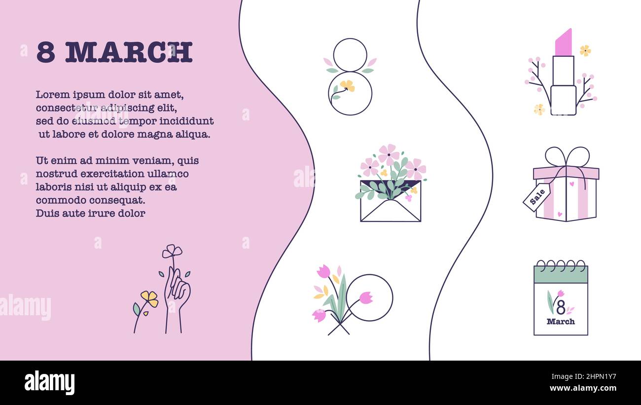 Vector illustration of 8th march icons on white background Stock Vector ...