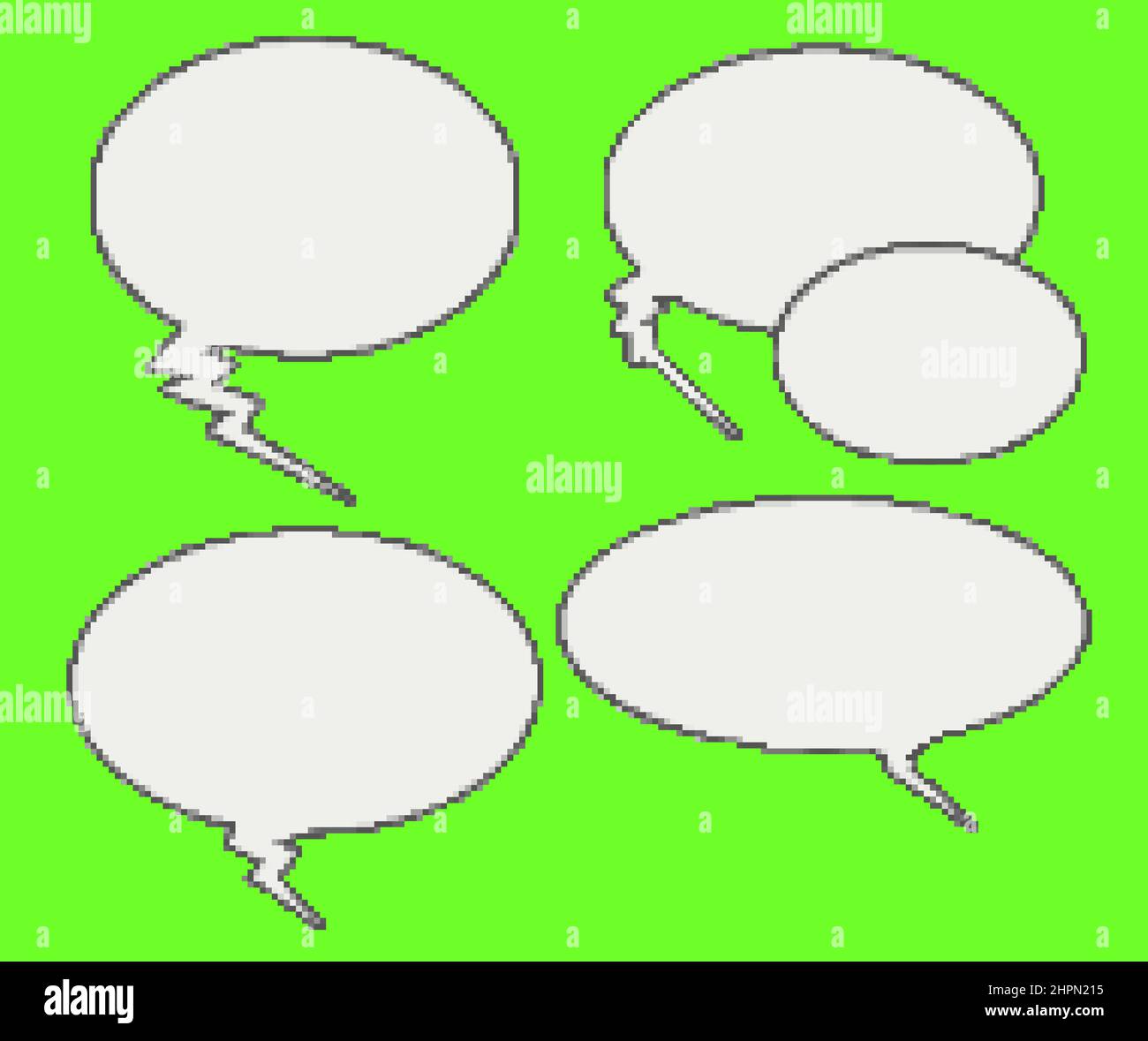 Pixel artwork illustration of light gray colored various comic style ...