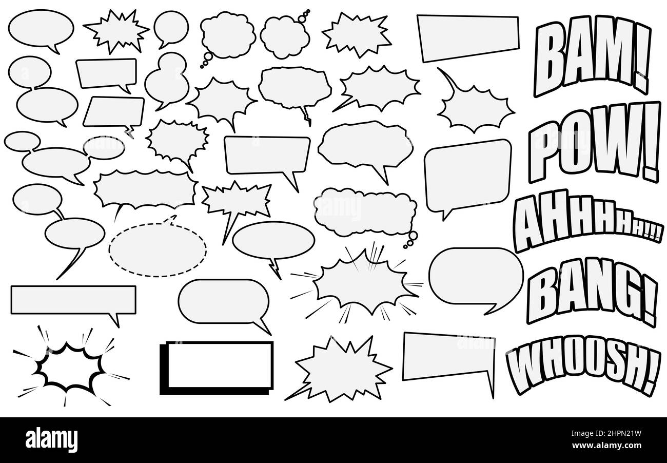 Isolated artwork illustration of light gray colored various comic style ...