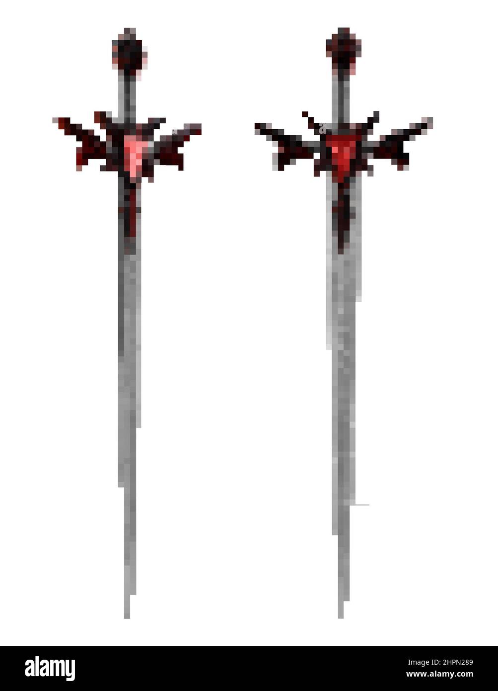 Pixel artwork illustration of fantasy sword weapon isolated on white ...