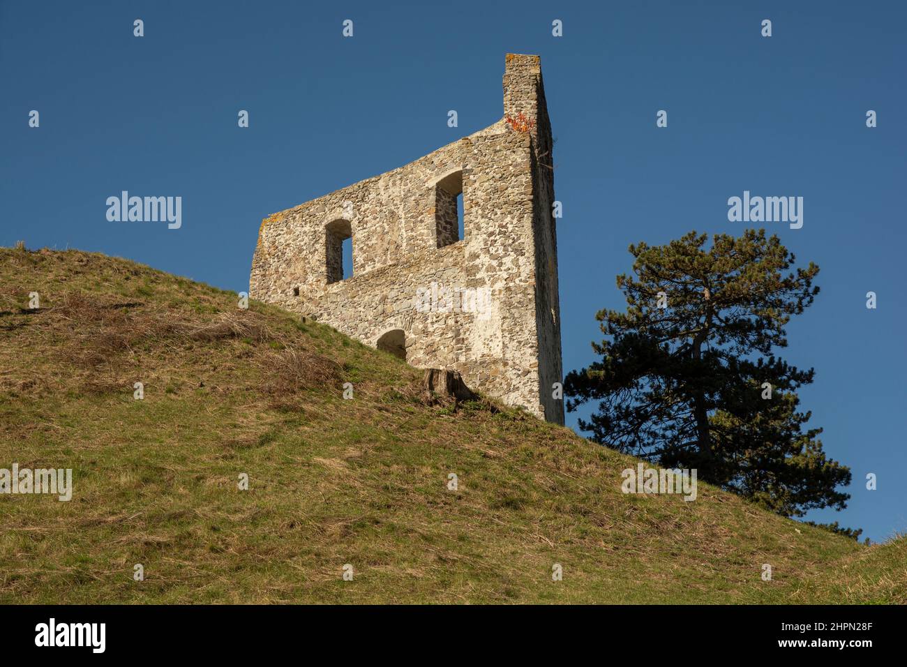 The ruins of a gothic castle Dobra Niva. Podzamcok. Slovakia Stock ...