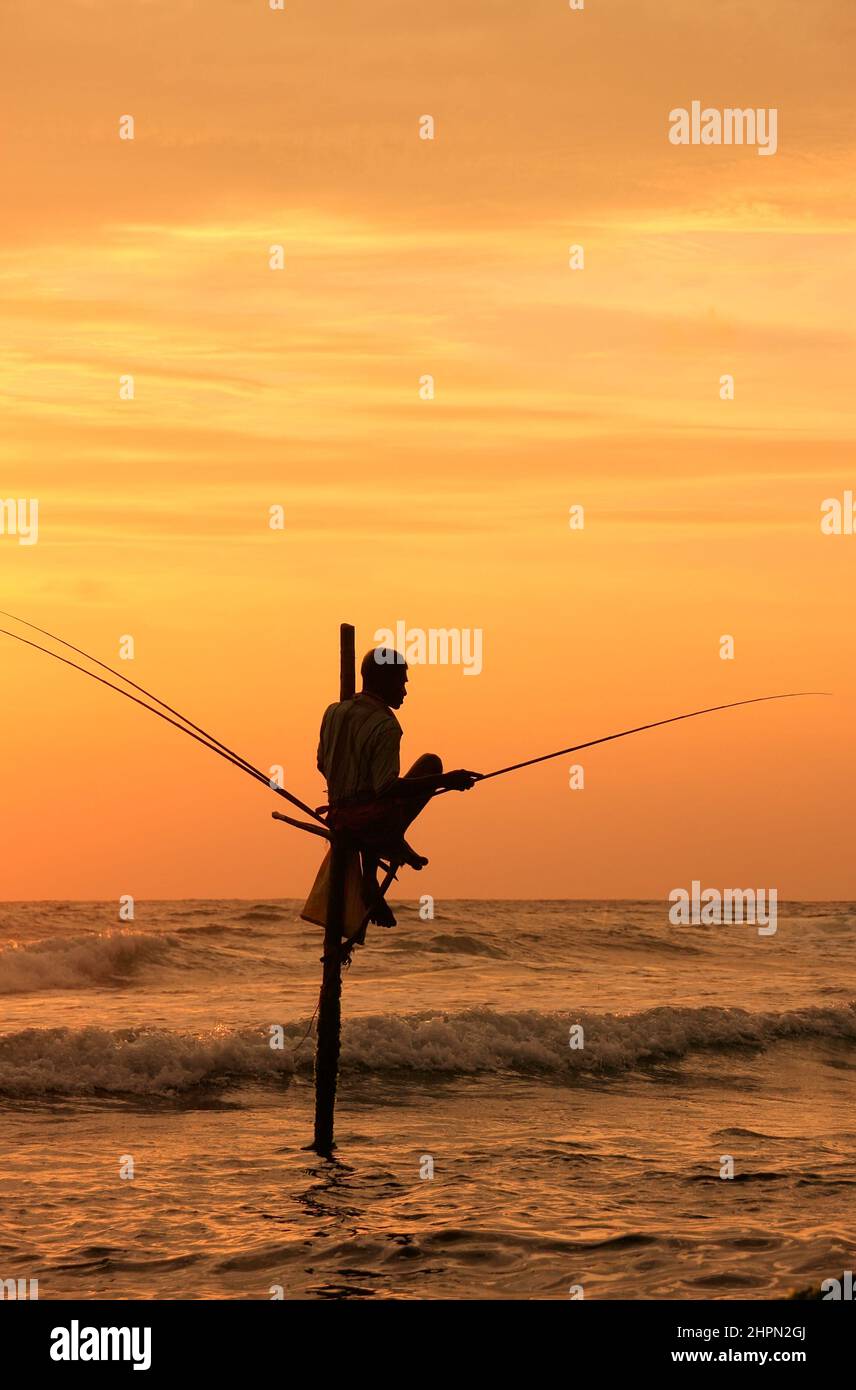Galle, sri lanka stick fisherman hi-res stock photography and images ...