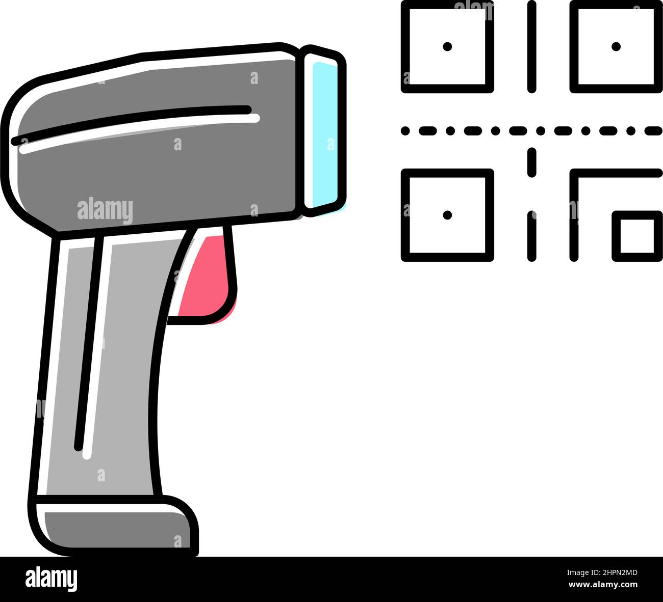 pistol for scanning bar code color icon vector isolated illustration ...