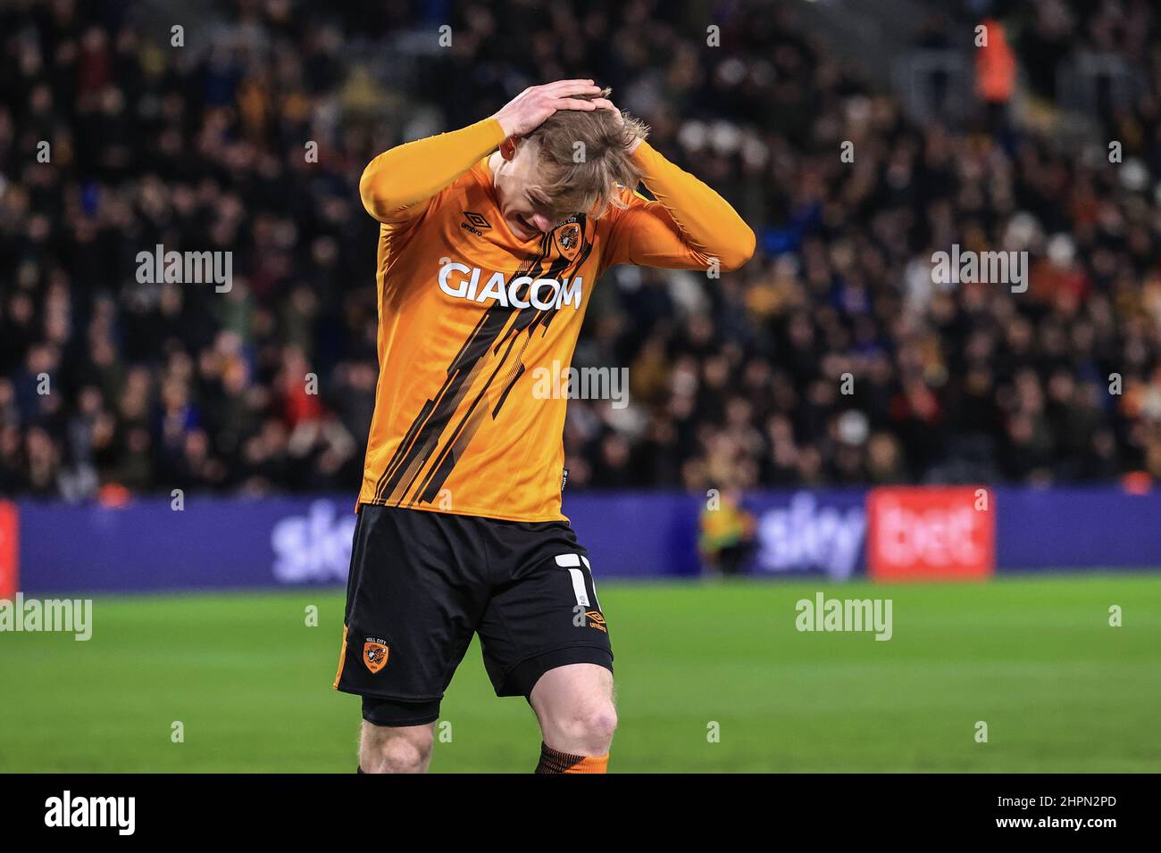 Keane Lewis-Potter #11 of Hull City reacts after missing a chance on ... Keane Lewis-Potter #11 of Hull City reacts after missing a chance on ...