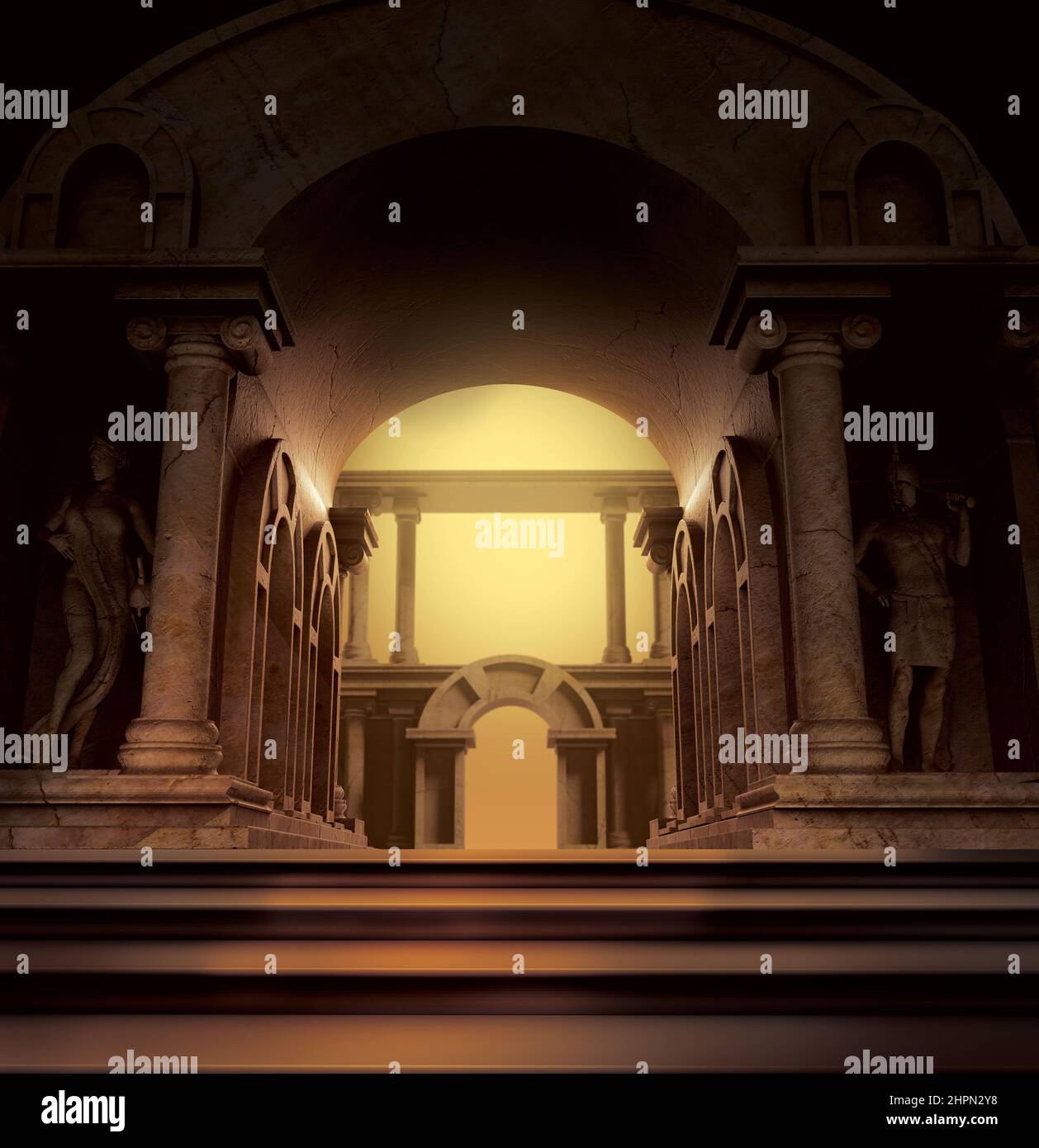 3d render illustration of fantasy ancient greek temple with stone ...