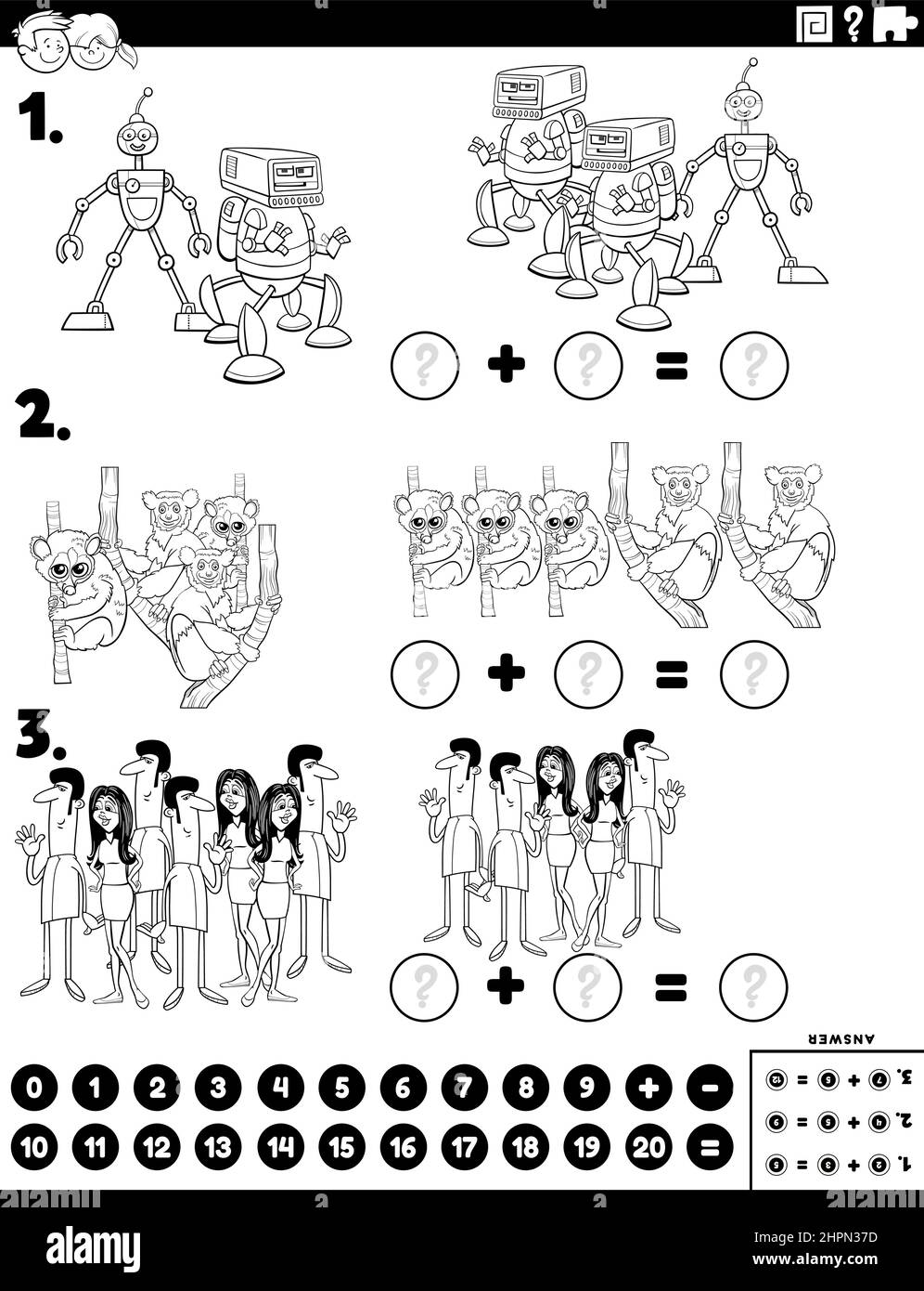 Black and White cartoon illustration of educational mathematical ...