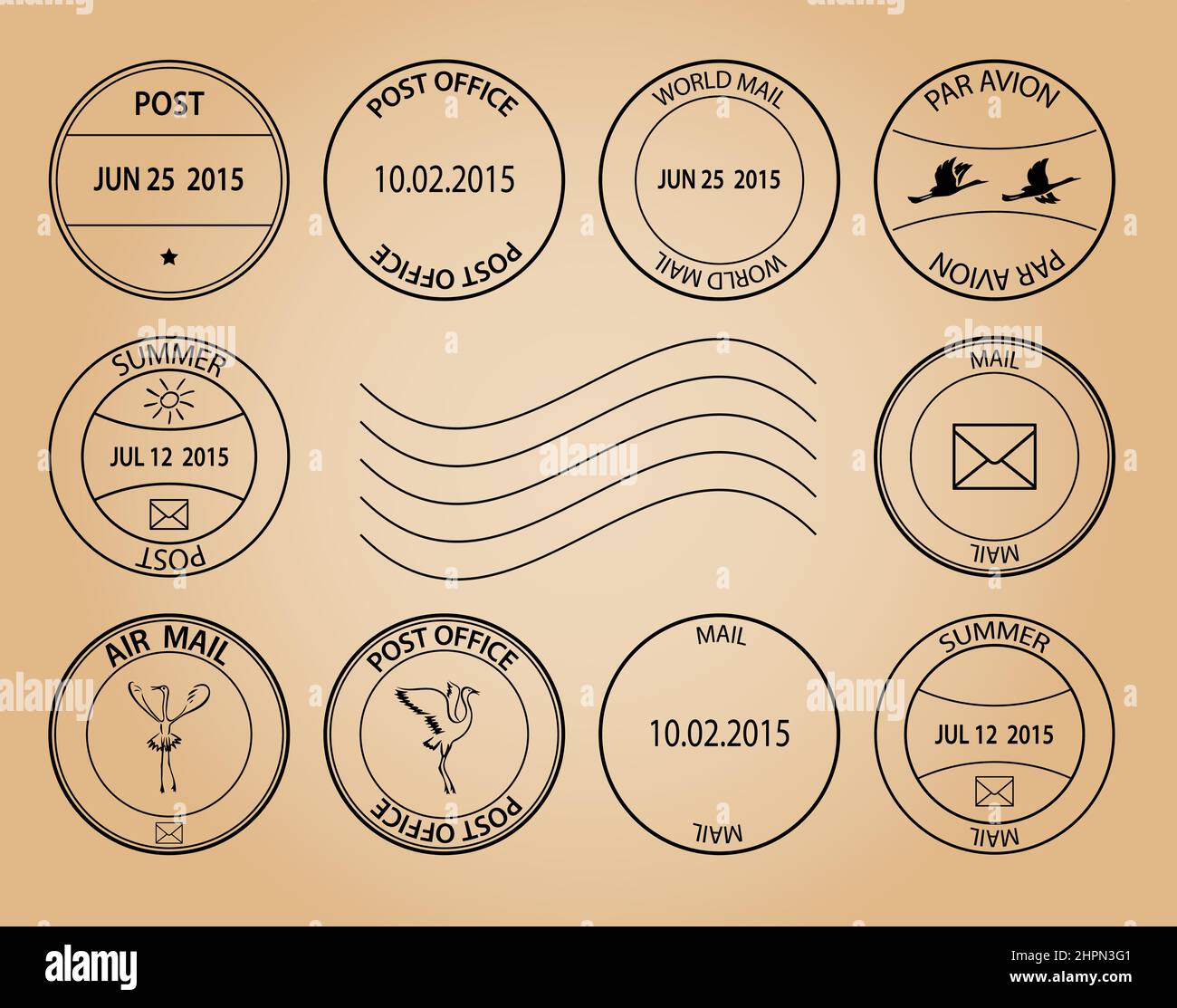 post stamps on aged background - vector Stock Vector Image & Art - Alamy