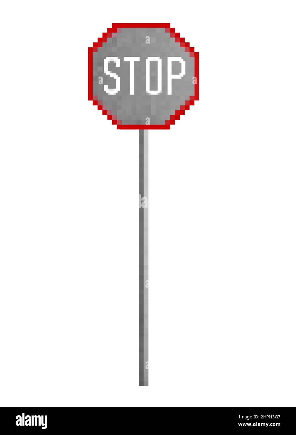 Pixel artwork illustration of 8 bit stop road sign isolated on white ...