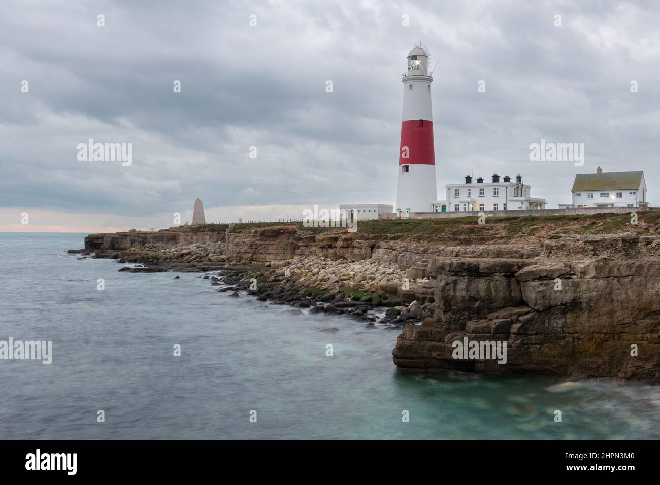 Portland Bill lighthouse in Dorset at dusk Stock Photo - Alamy