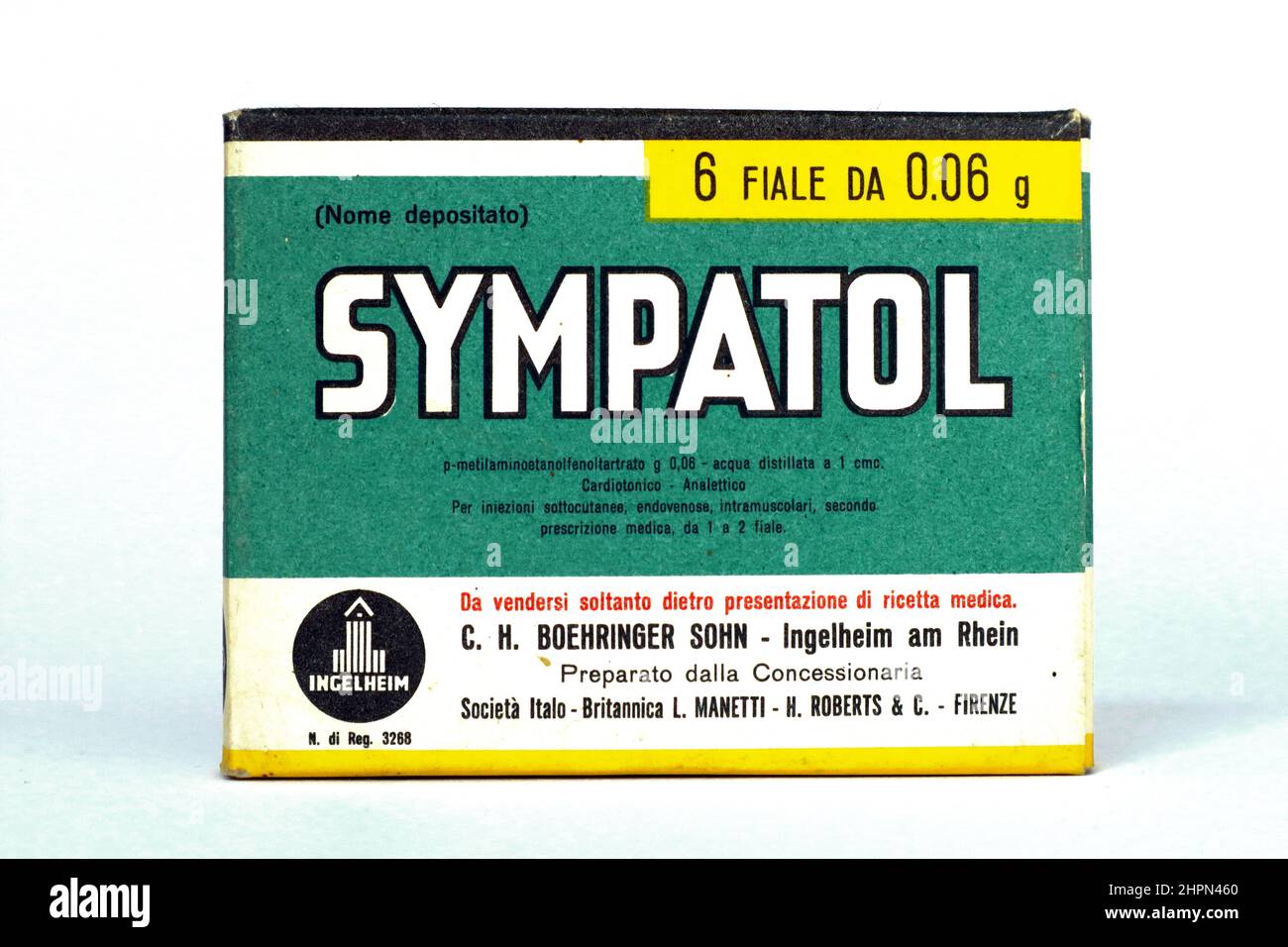Vintage 1950s SYMPATOL derivative of adrenaline vials box. Cardiotonic ...