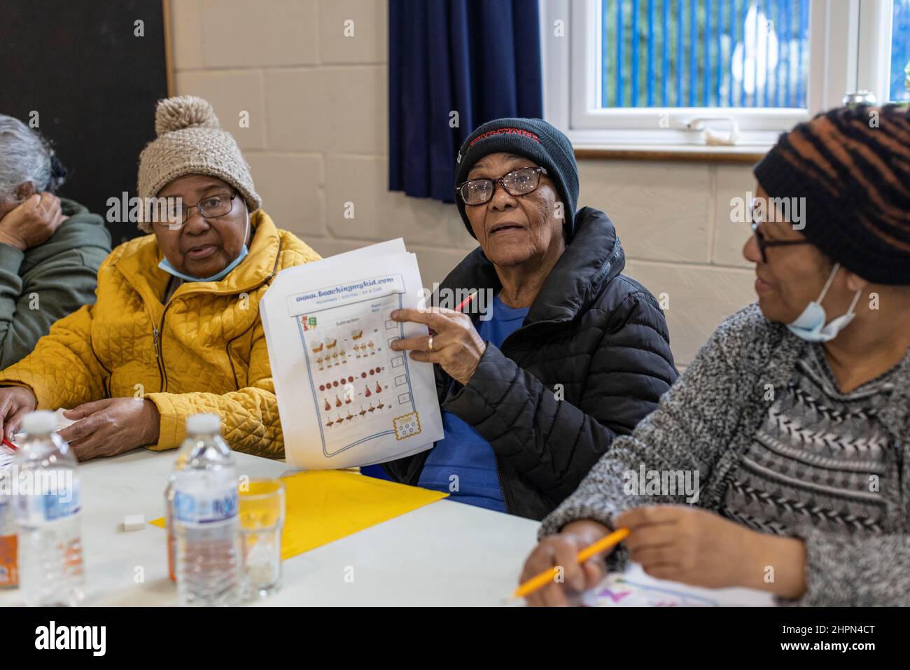 Exiles from Chagos Islands inside Broadfield Community Centre, together ...