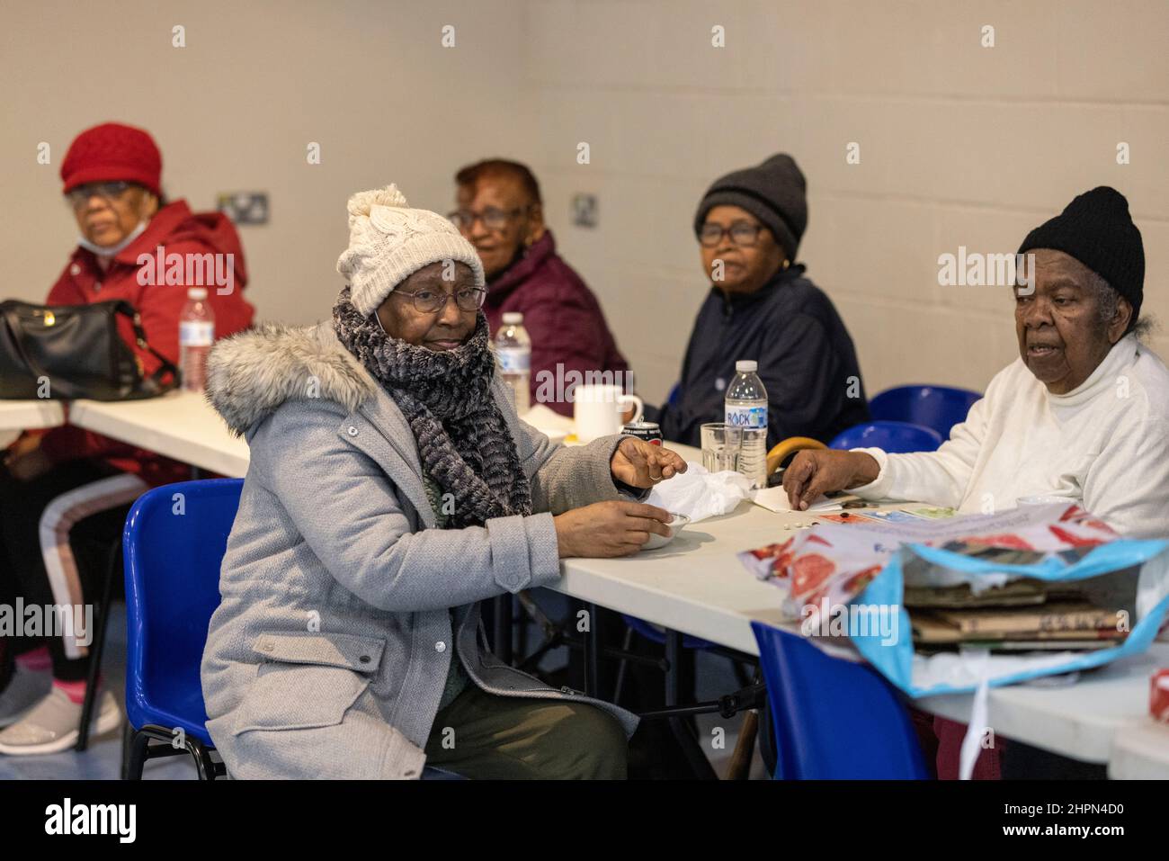 Exiles from Chagos Islands inside Broadfield Community Centre, together ...