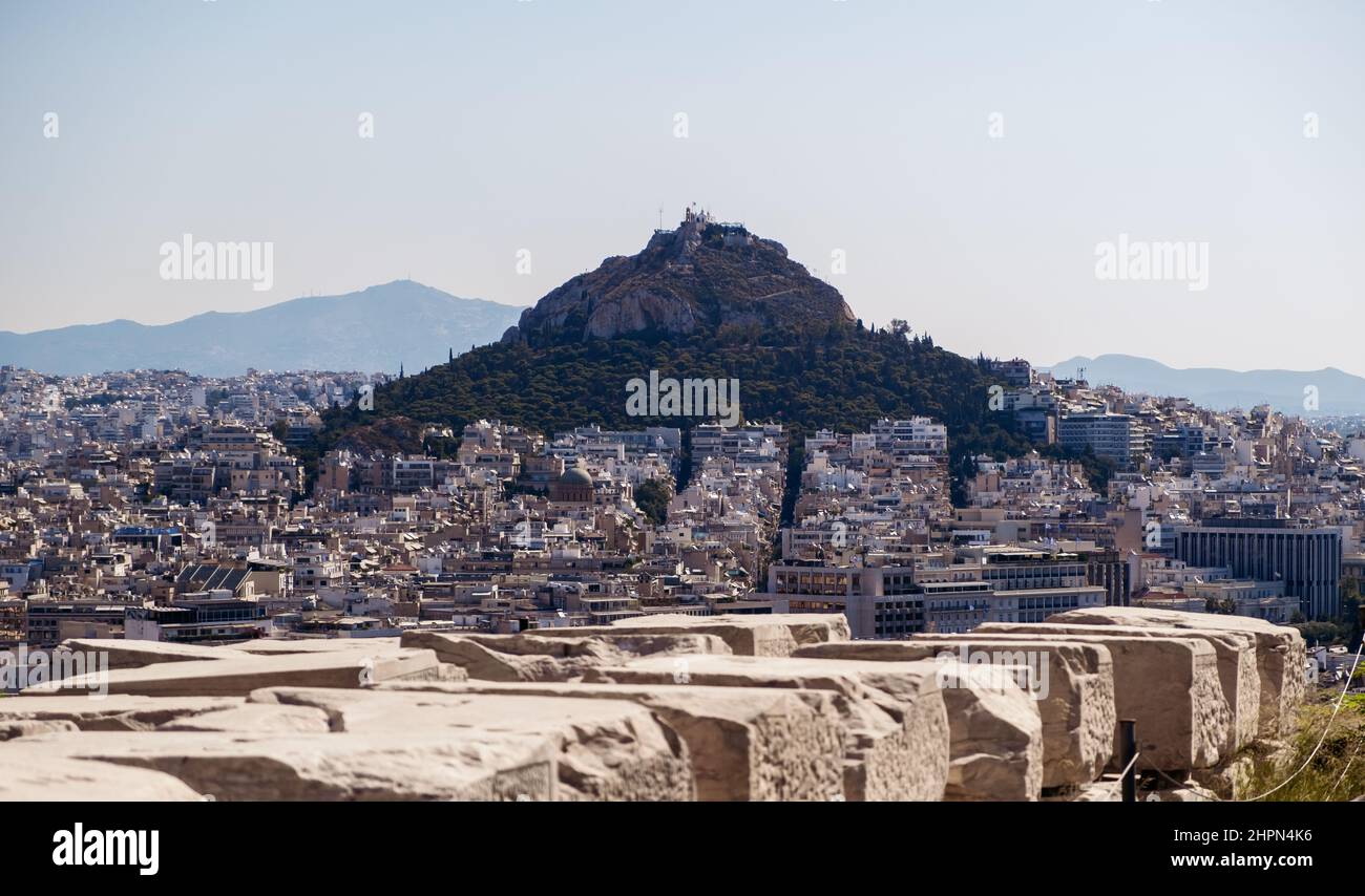 View from acropolis on Lycabettus Hill Stock Photo - Alamy