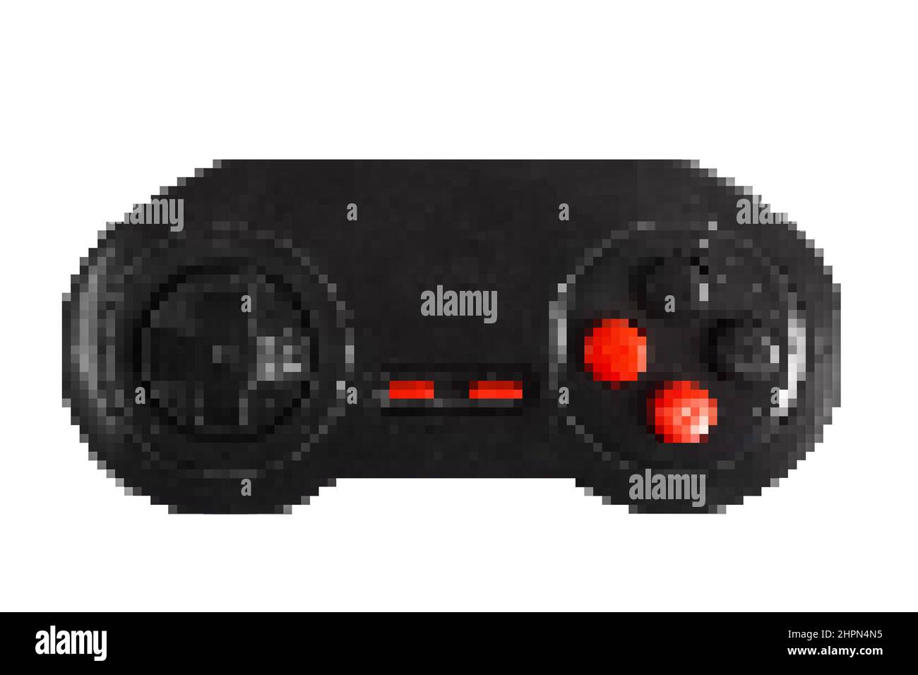 Pixel artwork illustration of black colored 8 bit game controller on ...