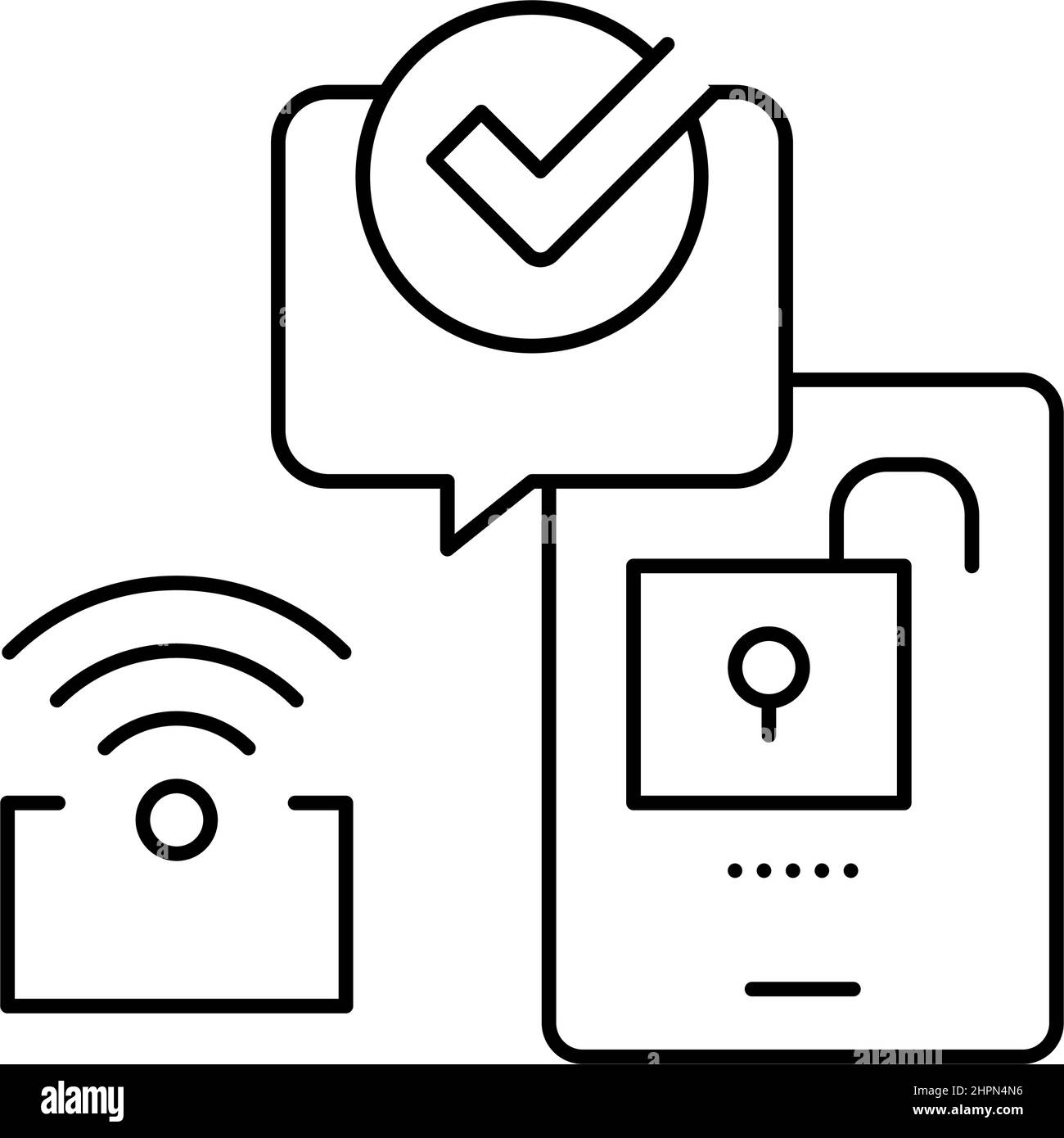 card with rfid chip for unlock door line icon vector illustration Stock ...