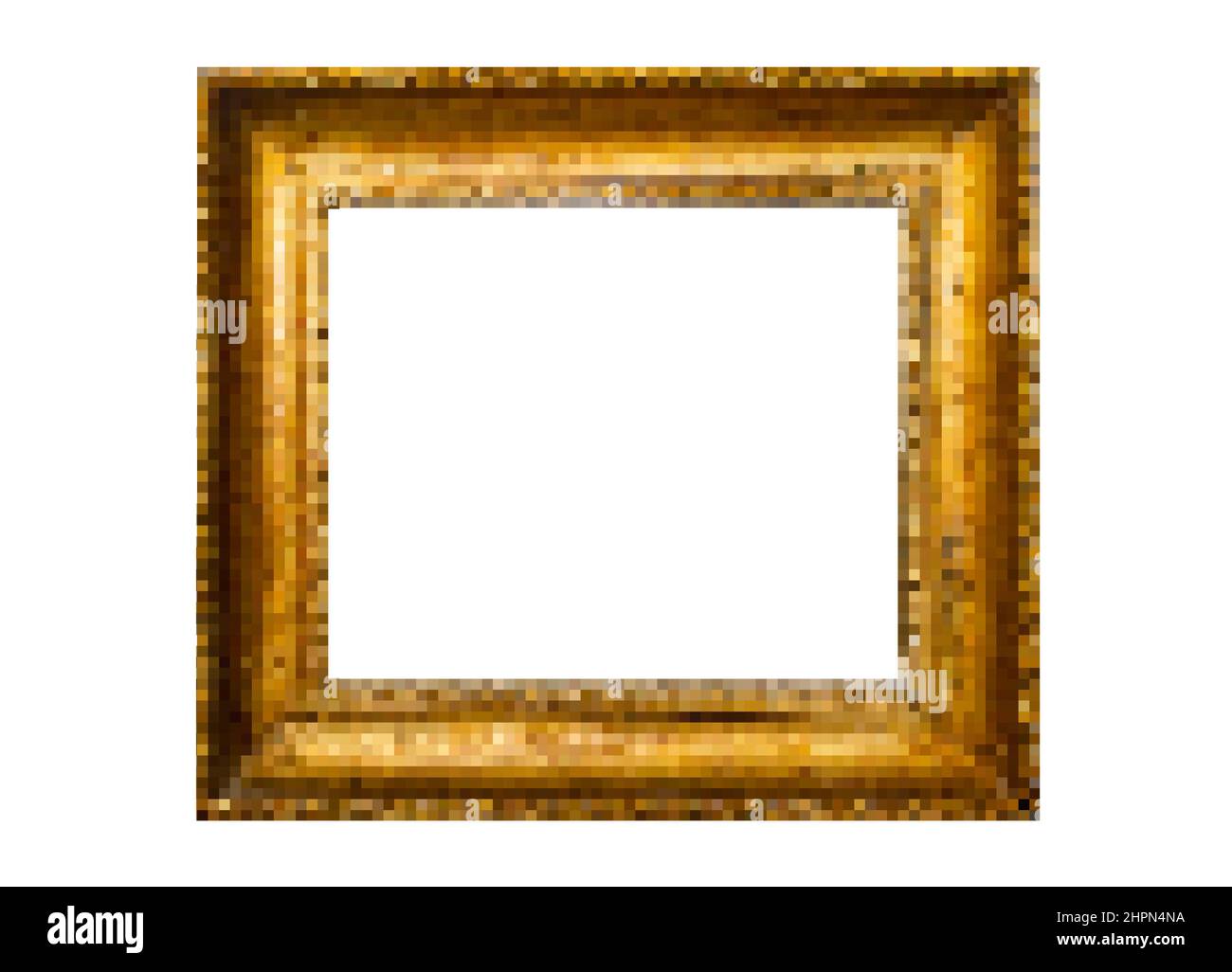 Pixel artwork illustration of golden colored empty picture frame ...