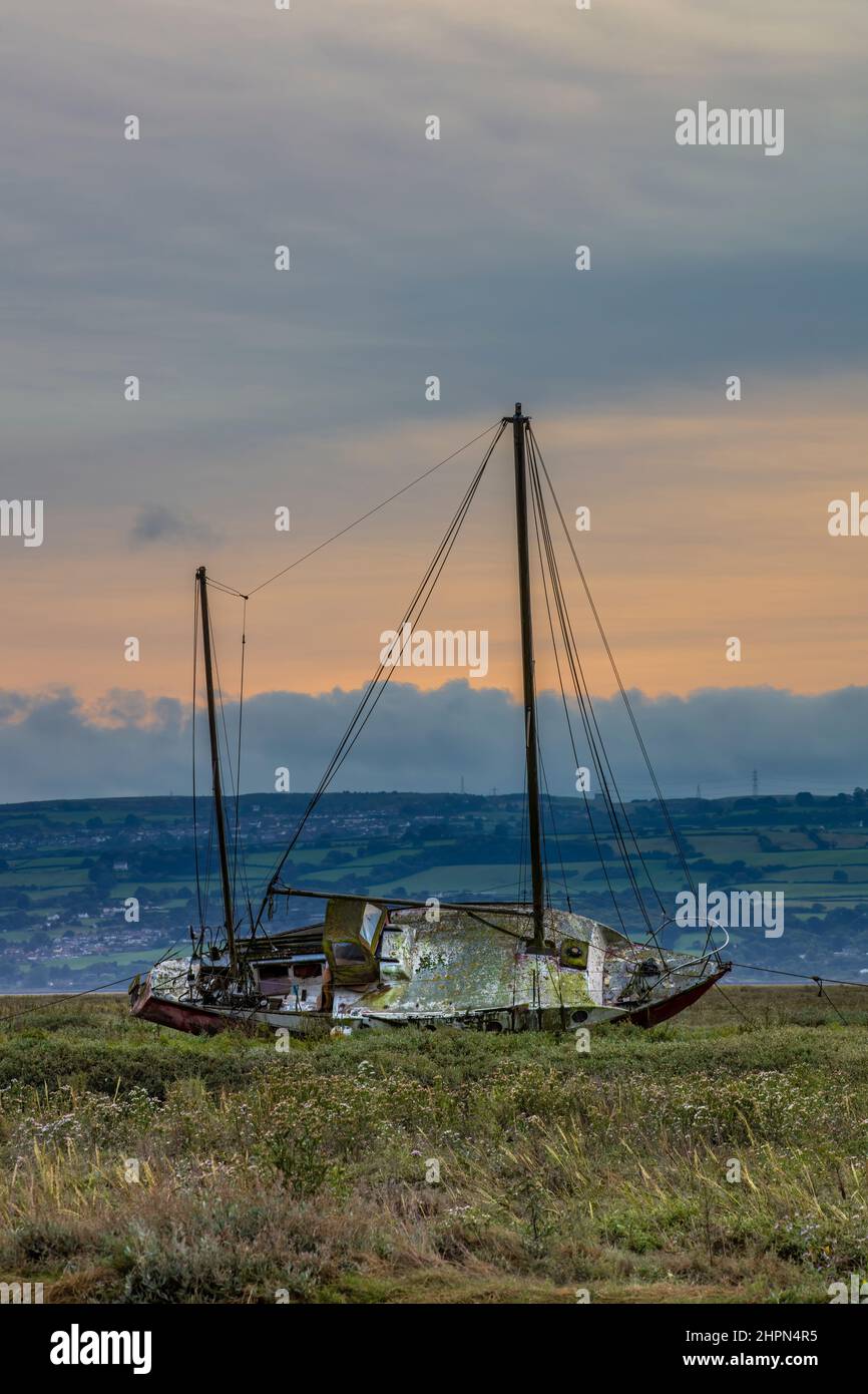 Old abandoned boat, Heswall boat wrecks Stock Photo - Alamy Old abandoned boat, Heswall boat wrecks Stock Photo - Alamy
