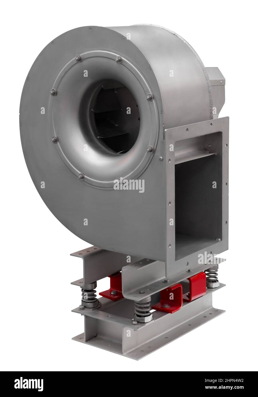 Ventilation system with electric fan on shock absorbers isolated on ...