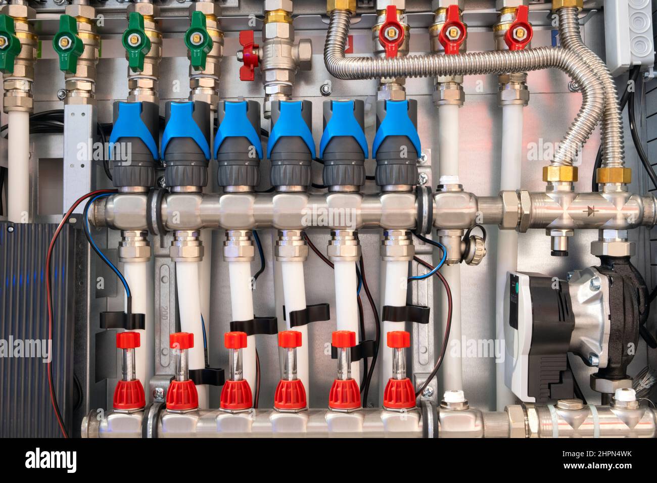 Industrial concept. equipment of the boiler-house, - valves, tubes ...