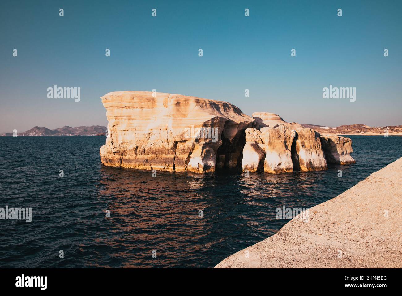 white chalk cliffs in Sarakiniko, Milos island, Cyclades, Greece Stock ...