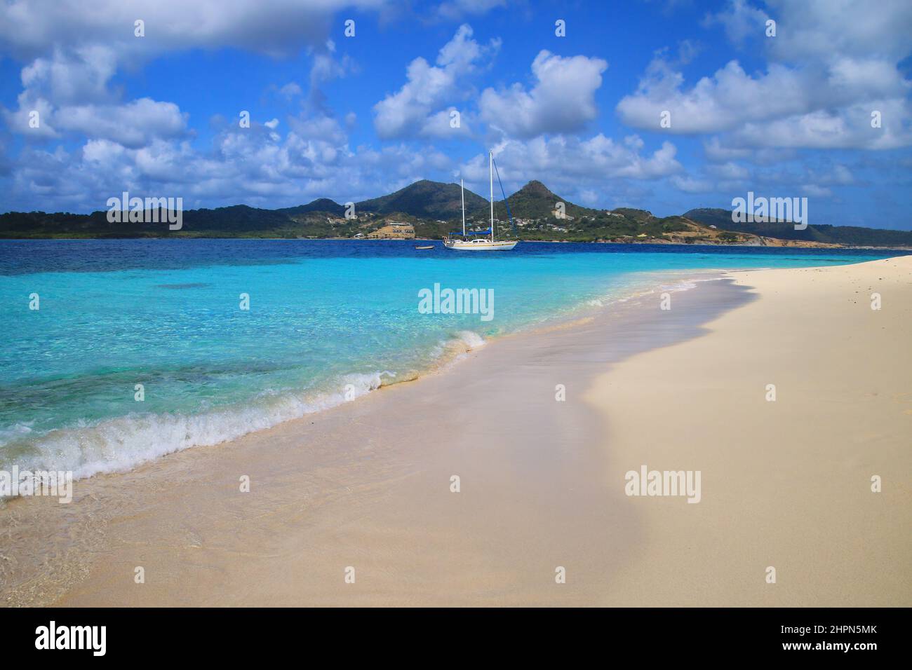 Sandy beach at White Island near Carriacou Island, Grenada Stock Photo ...
