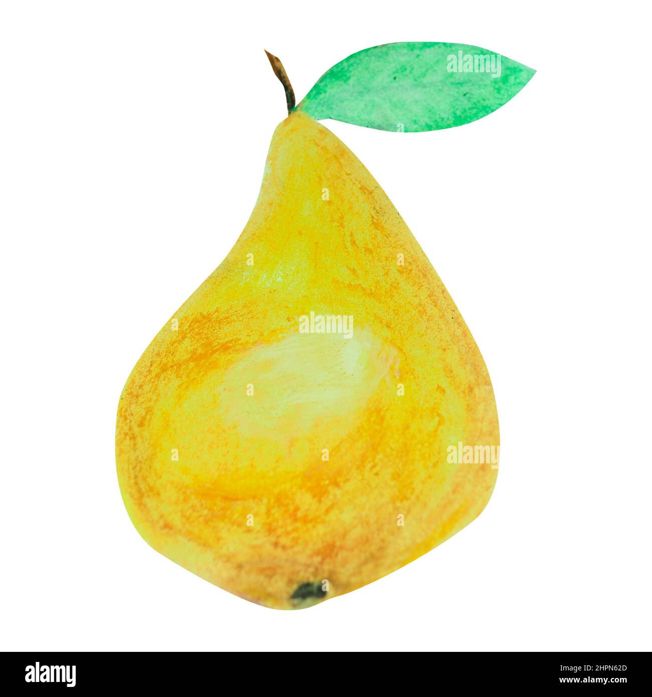 yellow pear by pastel isolated on white background Stock Photo - Alamy