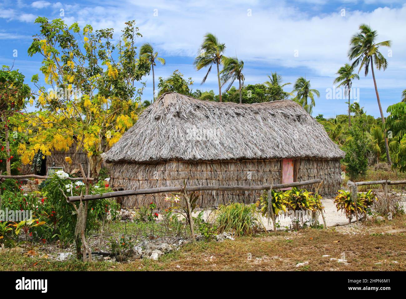 Traditional Kanak house on Ouvea Island, Loyalty Islands, New Caledonia ...