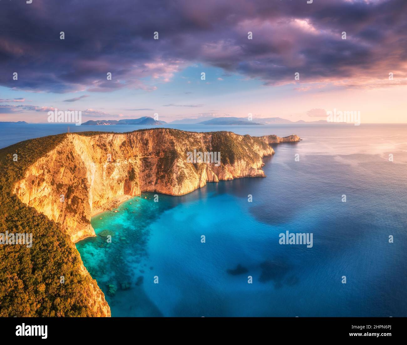 Aerial landscape sunset ocean mountain hi-res stock photography and ...