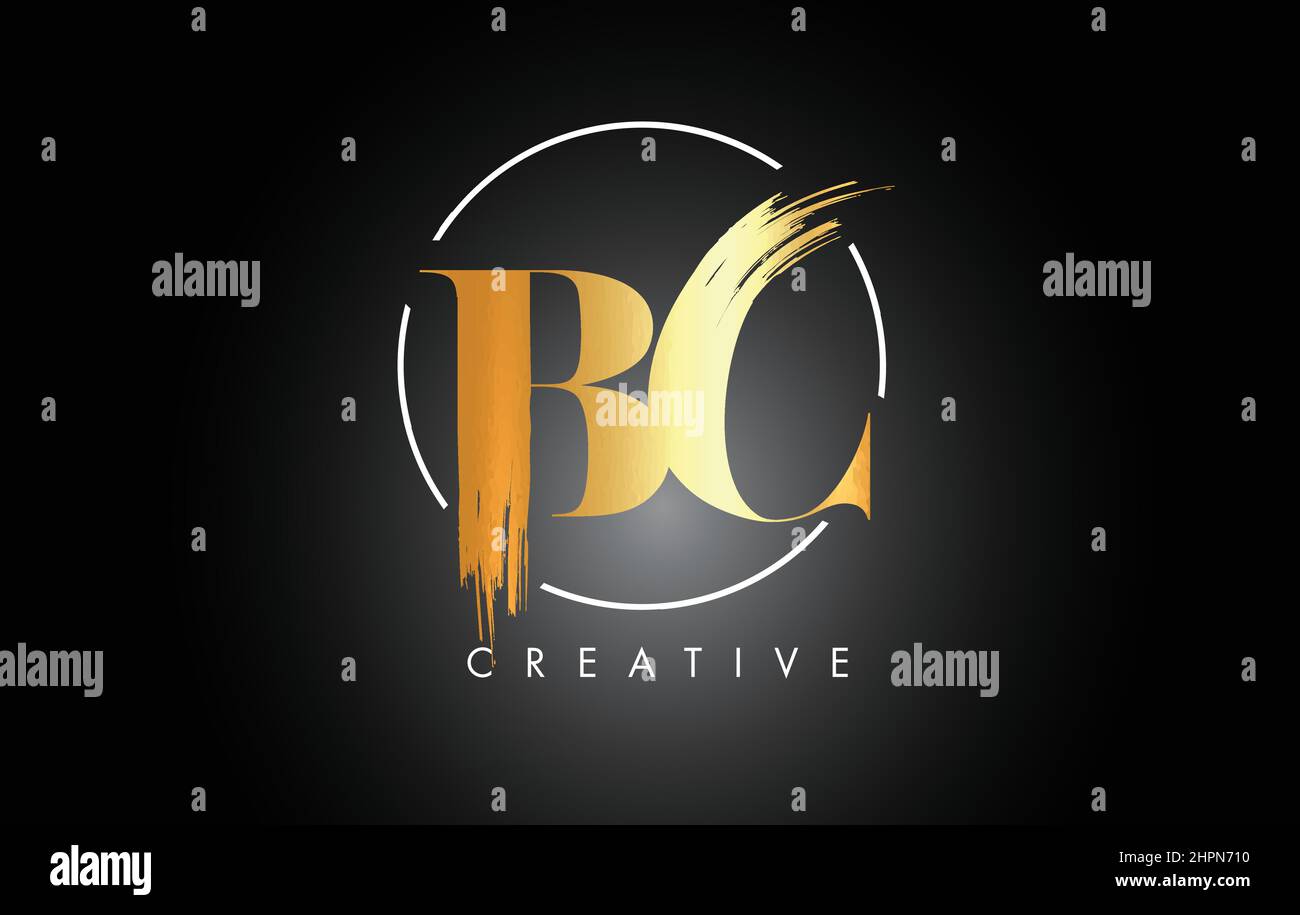 Golden BC Brush Stroke Letter Logo Design. Black Paint Logo Leters Icon ...