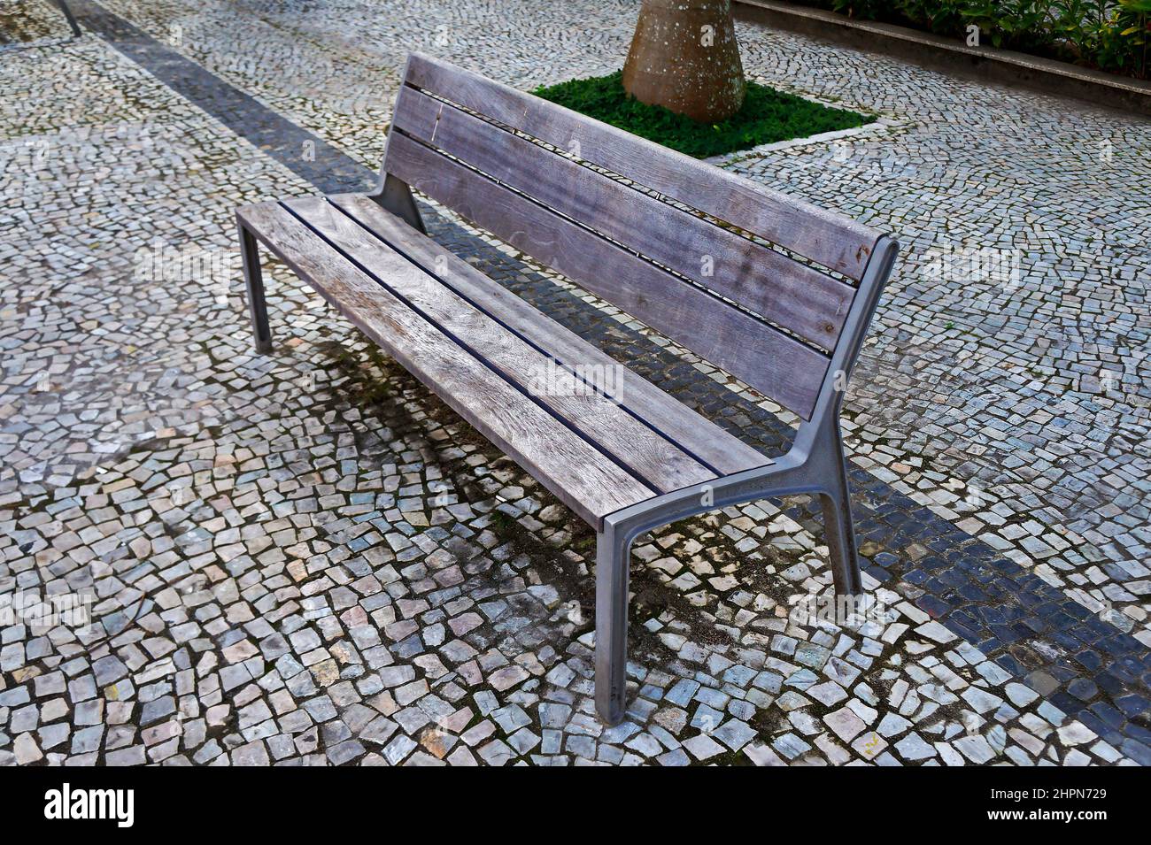 Wooden bench in the square, Rio Stock Photo - Alamy