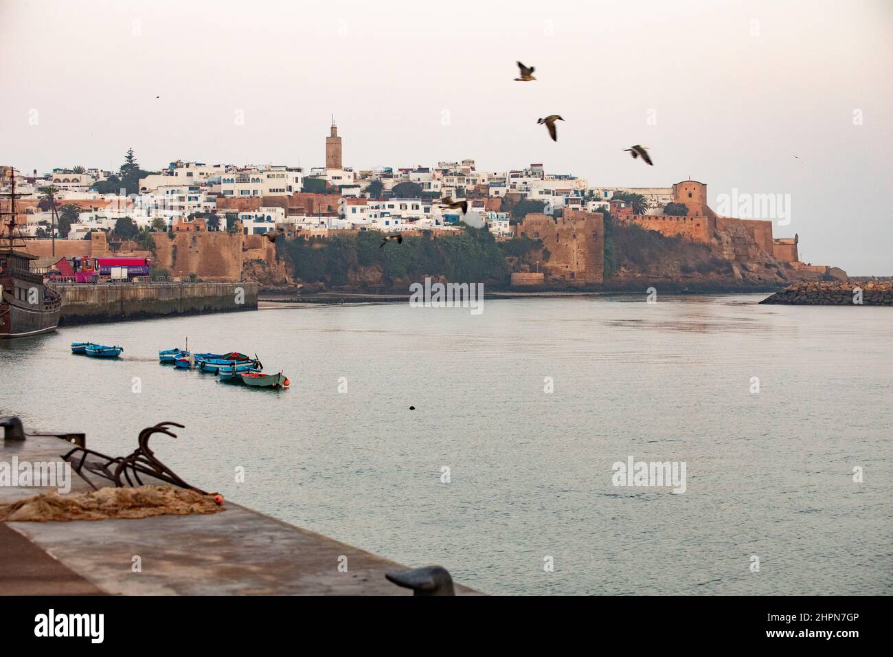 The Bou Regreg river flows along the old central medina in Rabat ...