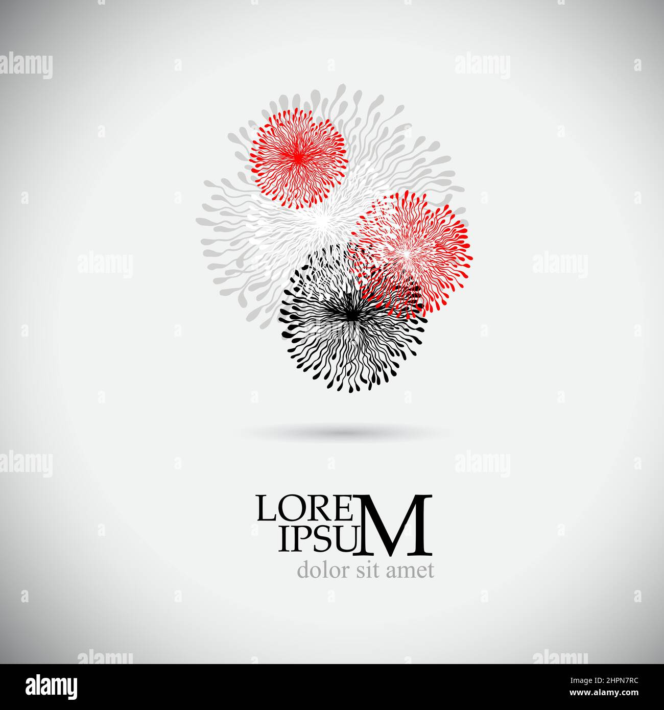 Abstract vector circle logotype. Red and black unusual isolated chem ...