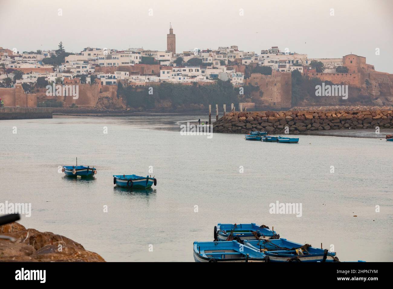 The Bou Regreg river flows along the old central medina in Rabat ...