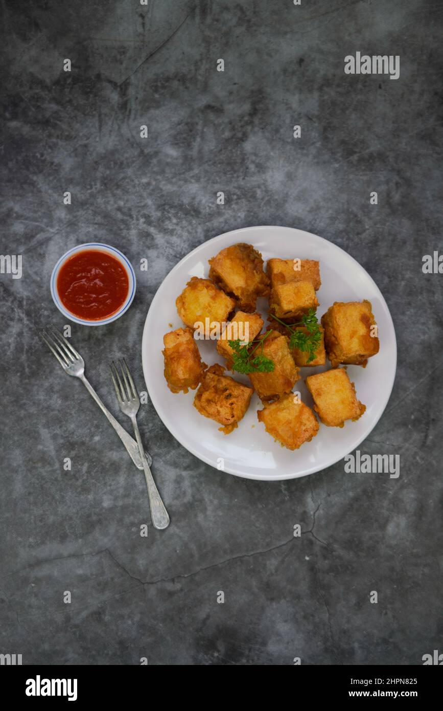 Indonesia Dish Fried Tofu,Tahu Goreng Stock Photo - Alamy