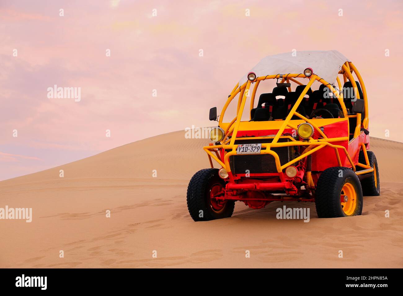 Dune buggy in a desert near Huacachina, Ica region, Peru Stock Photo ...